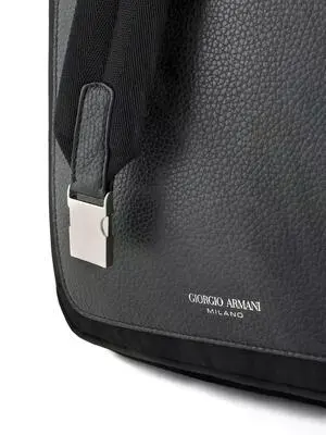 Giorgio Armani Logo-stamp Partitioned Backpack - Black