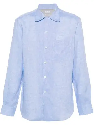 Brunello Cucinelli Linen Classic-collar Shirt - Blue
