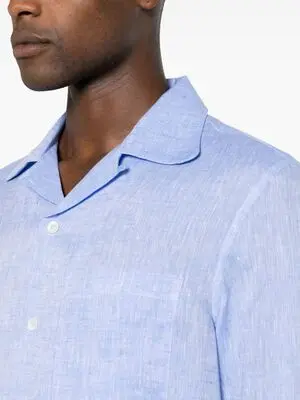 Brunello Cucinelli Linen Classic-collar Shirt - Blue