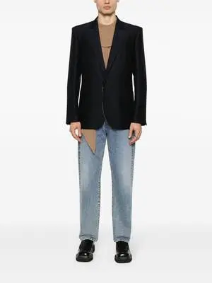 Valentino Garavani Single-breasted Jacket In Wool And Silk With Rubberized V Detail
