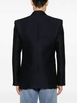 Valentino Garavani Single-breasted Jacket In Wool And Silk With Rubberized V Detail