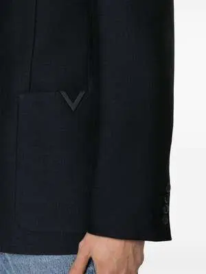 Valentino Garavani Single-breasted Jacket In Wool And Silk With Rubberized V Detail