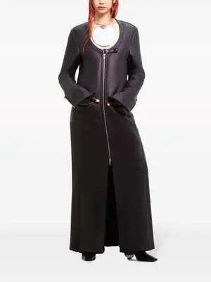 COURREGES Scoop-neck Panelled Leather Coat