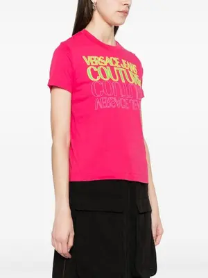 Versace Logo-print Cotton T-shirt - Pink