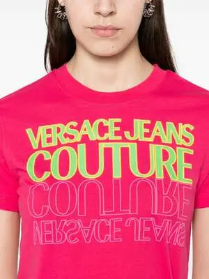 Versace Logo-print Cotton T-shirt - Pink