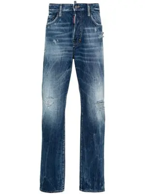 Dsquared2 642 Distressed Straight-leg Jeans - Blue