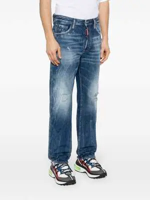 Dsquared2 642 Distressed Straight-leg Jeans - Blue