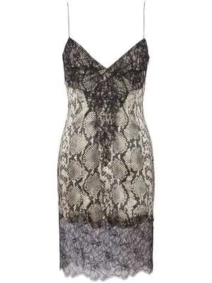 Balmain Python Print Lace Minidress