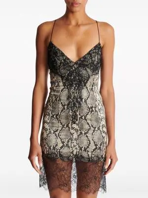Balmain Python Print Lace Minidress