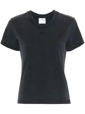 COURREGES Logo-embroidered T-shirt - Grey