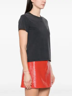 COURREGES Logo-embroidered T-shirt - Grey