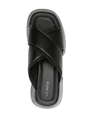 VIC MATIE Crossover-strap Leather Slides