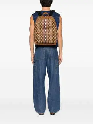Bally Pennant-print Leather Backpack