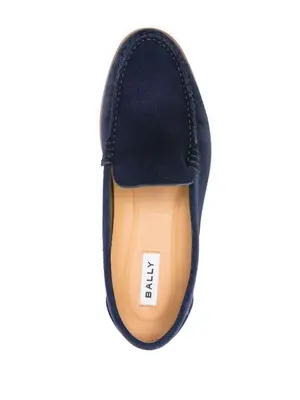 Bally Grosgrain-tab Suede Loafers