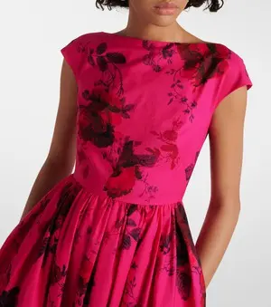 Erdem Floral Cotton Faille Midi Dress - Pink