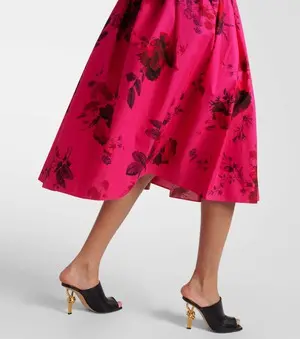 Erdem Floral Cotton Faille Midi Dress - Pink