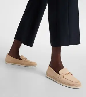 TOD'S T Ring Suede Loafers - Beige