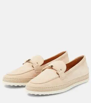 TOD'S T Ring Suede Loafers - Beige