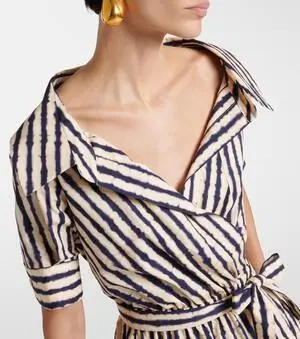 Altuzarra Lydia Off-shoulder Cotton-blend Midi Dress - Multicoloured