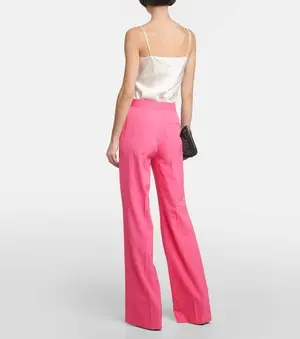 Stella McCartney High-rise Flared Wool-blend Pants - Pink