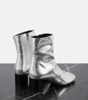 Isabel Marant Étoile Laeden Leather Ankle Boots - Silver