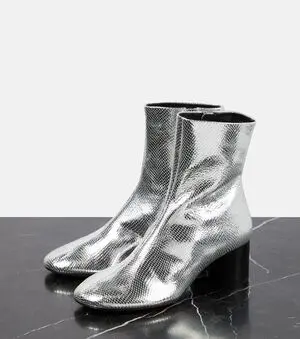 Isabel Marant Étoile Laeden Leather Ankle Boots - Silver