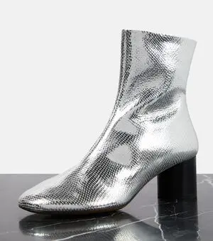 Isabel Marant Étoile Laeden Leather Ankle Boots - Silver