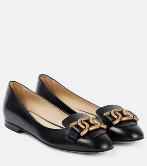 TOD'S Kate Leather Ballet Flats - Black