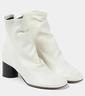 Isabel Marant Laeden Leather Ankle Boots - White