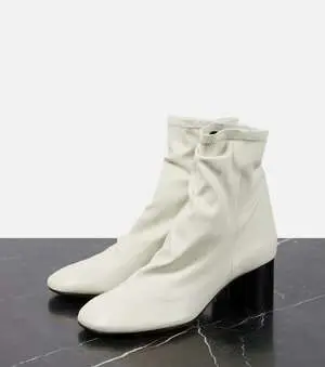 Isabel Marant Laeden Leather Ankle Boots - White