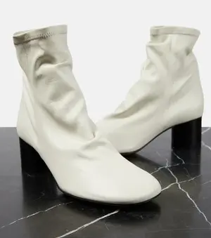 Isabel Marant Laeden Leather Ankle Boots - White
