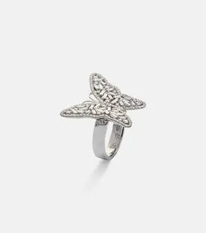 SUZANNE KALAN Bold Butterfly Medium Ring In 18kt White Gold With Diamonds