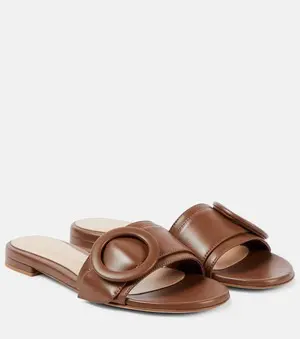 GIANVITO ROSSI Embellished Leather Mules - Brown