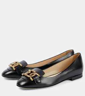TOD'S Kate Leather Ballerinas - Black