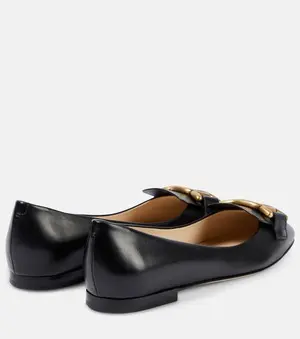 TOD'S Kate Leather Ballerinas - Black