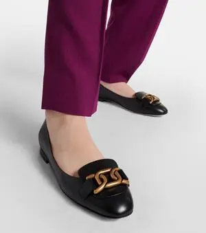 TOD'S Kate Leather Ballerinas - Black