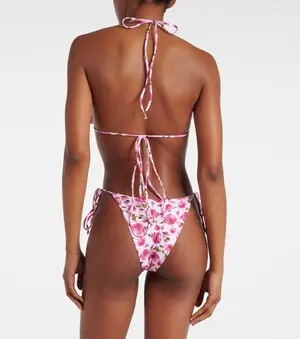 Magda Butrym Floral-appliqué Triangle Bikini Top - Pink