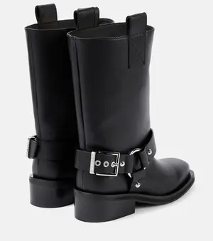 GANNI Faux Leather Biker Boots - Black
