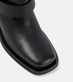 GANNI Faux Leather Biker Boots - Black