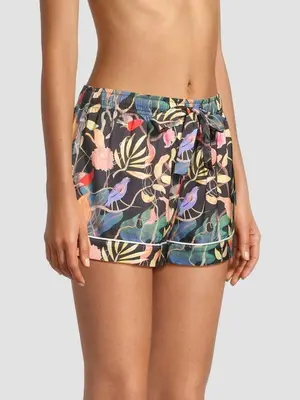 AVERIE Sunset Ocean Dip Printed Shorts Pajama Set - Black