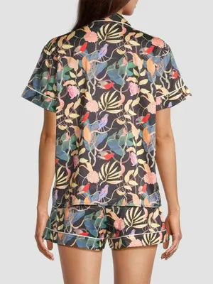 AVERIE Sunset Ocean Dip Printed Shorts Pajama Set - Black