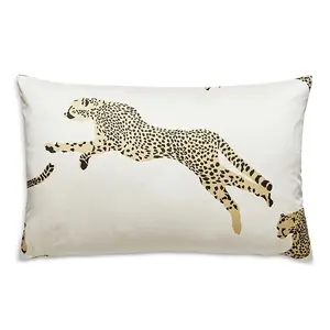 SCALAMANDRE Leaping Cheetah Lumbar Decorative Pillow, 22 X 14 - Dune