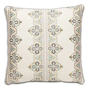 SCALAMANDRE Imogen Embroidery Decorative Pillow, 18 X 18 - Earl Gray