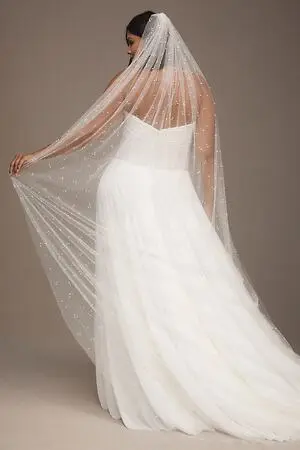 A.B. ELLIE Roesia Pearl Cathedral Veil - Ivory