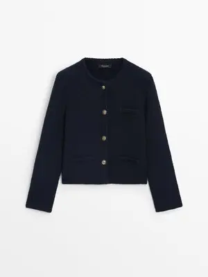 Massimo Dutti Textured Knit Cardigan