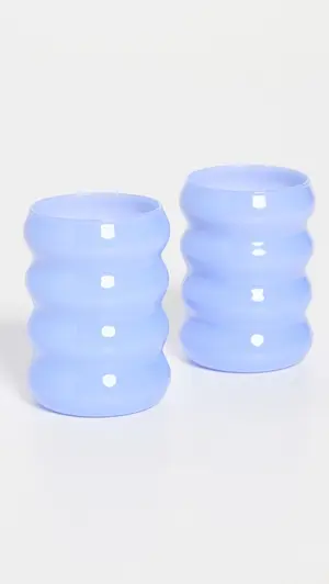 SOPHIE LOU JACOBSEN Opaque Ripple Cups Set Of Two - Cornflower