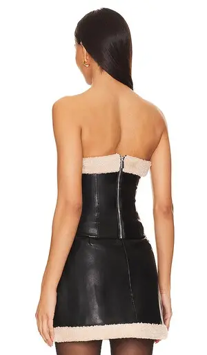 WeWoreWhat Faux Fur Corset Top In Black