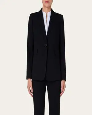 Akris One-button Wool Blazer
