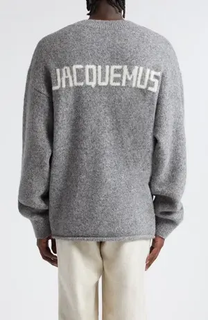Jacquemus Le Pull Jacquard Logo Alpaca & Merino Wool-blend Sweater - Grey