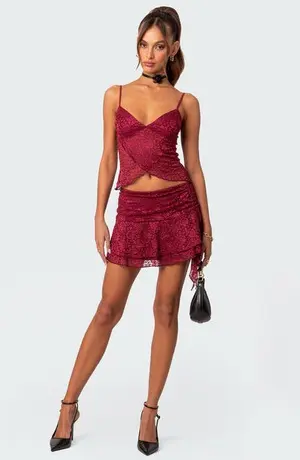 EDIKTED Ruby Sheer Lace Crop Camisole